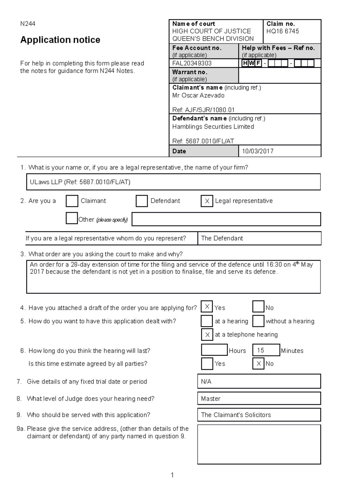 3. Example Application Notice (N244) - N Application notice For help in ...