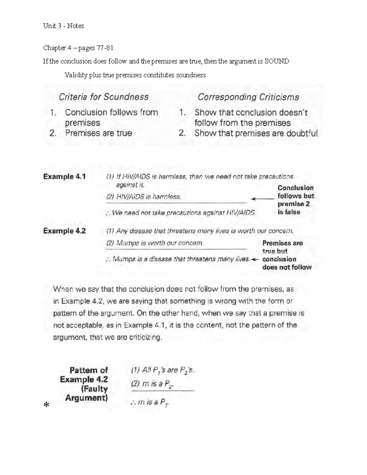 Unit 3 - Notes - Chapter 4 – pages 77- If the conclusion does follow ...