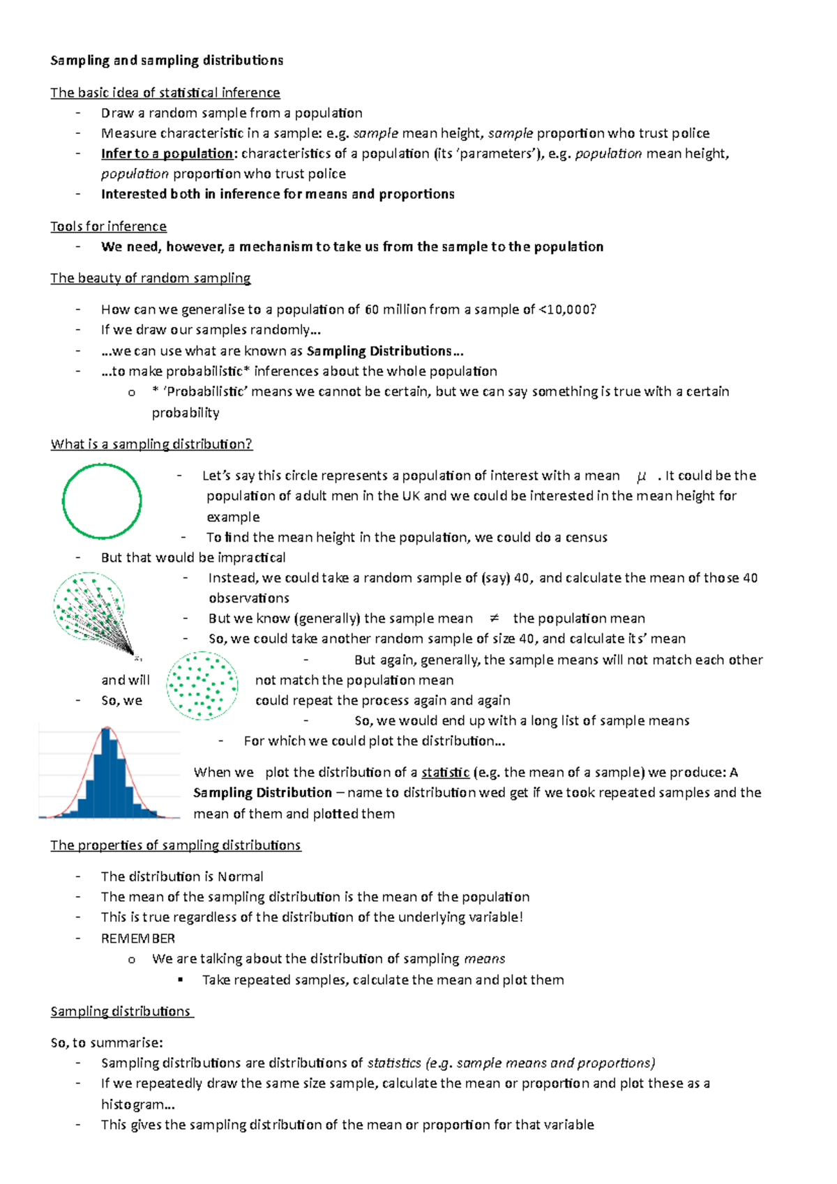 Lecture 14 Sampling and sampling distributions - Sampling and sampling ...