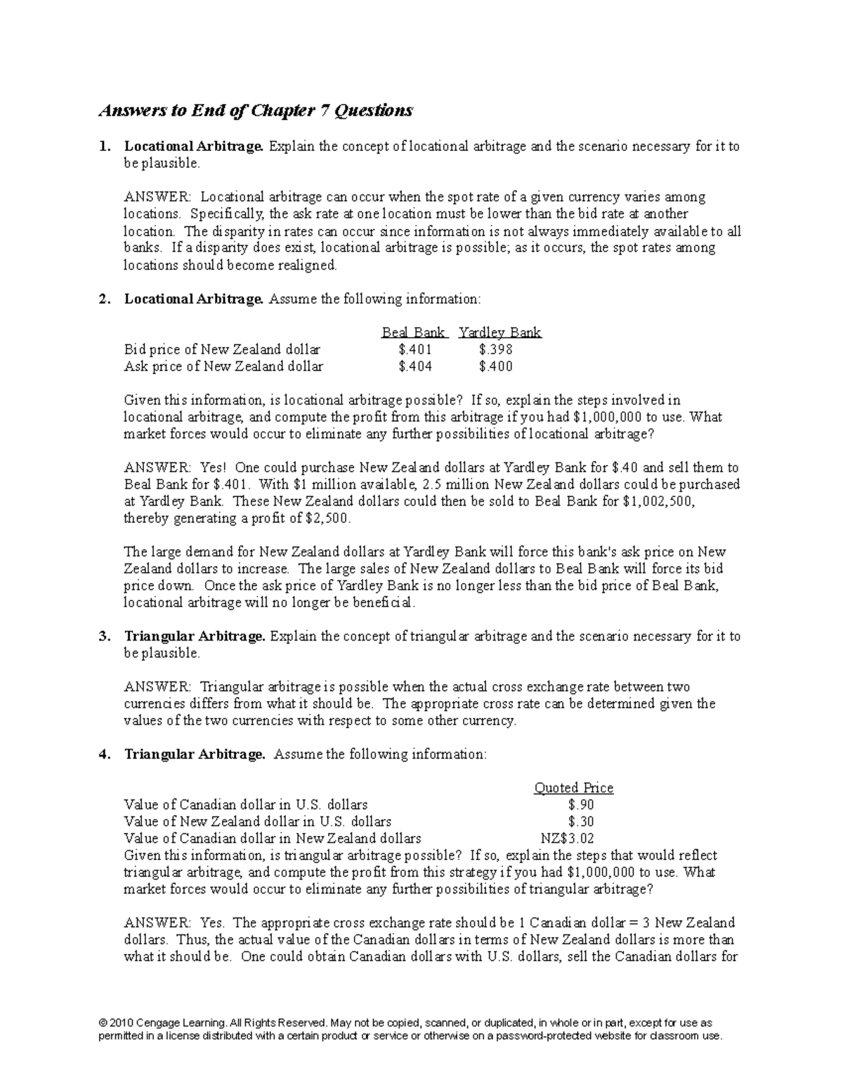 Ejercicios de libro de Finanzas - Answers to End of Chapter 7 Questions ...
