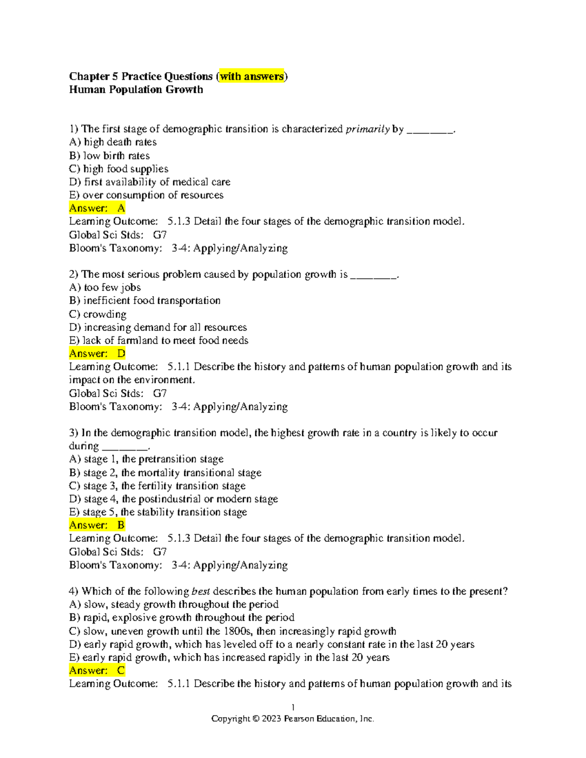 BIOL 801 - Chapter Five Practice Questions & Answers - 1 Chapter 5 ...