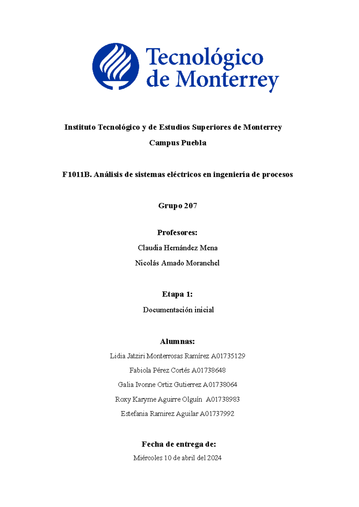 Documentación inicial Eq - Instituto Tecnológico y de Estudios ...