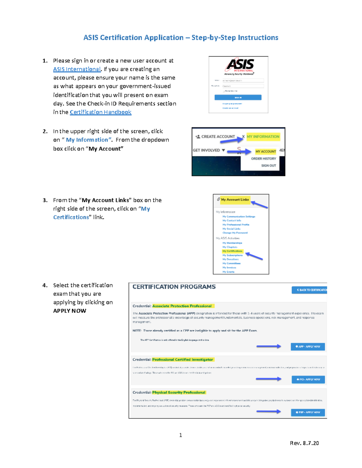 Credentialing engine ewebapplicationprocess sop - 1 ASIS Certification Application – Step-by ...