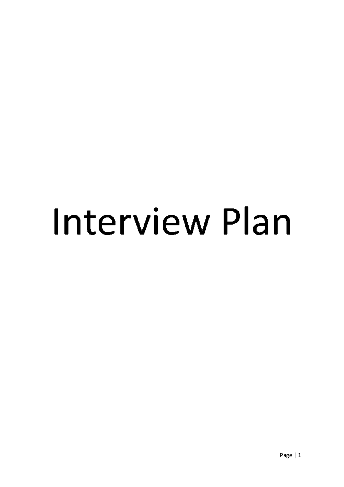 Interview Plan - - Studocu