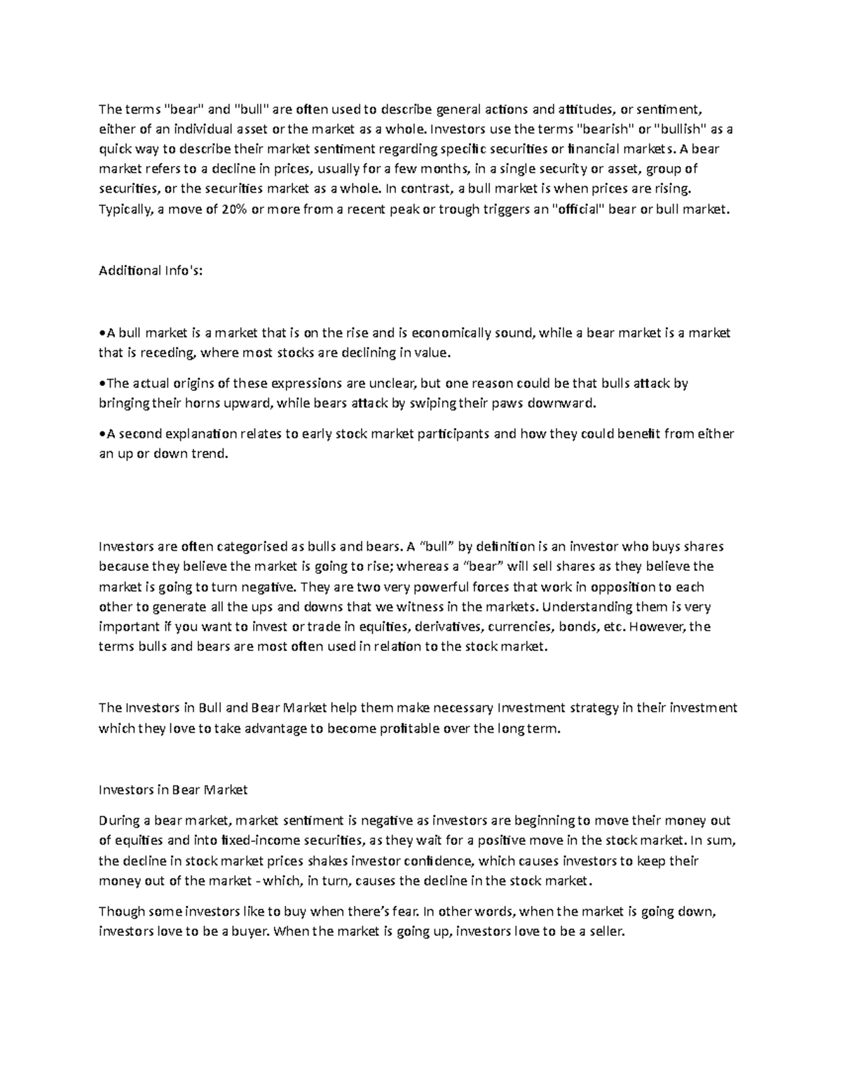 Theinv~1 - BULL AND BEAR MARKET - The terms "bear" and "bull" are often ...