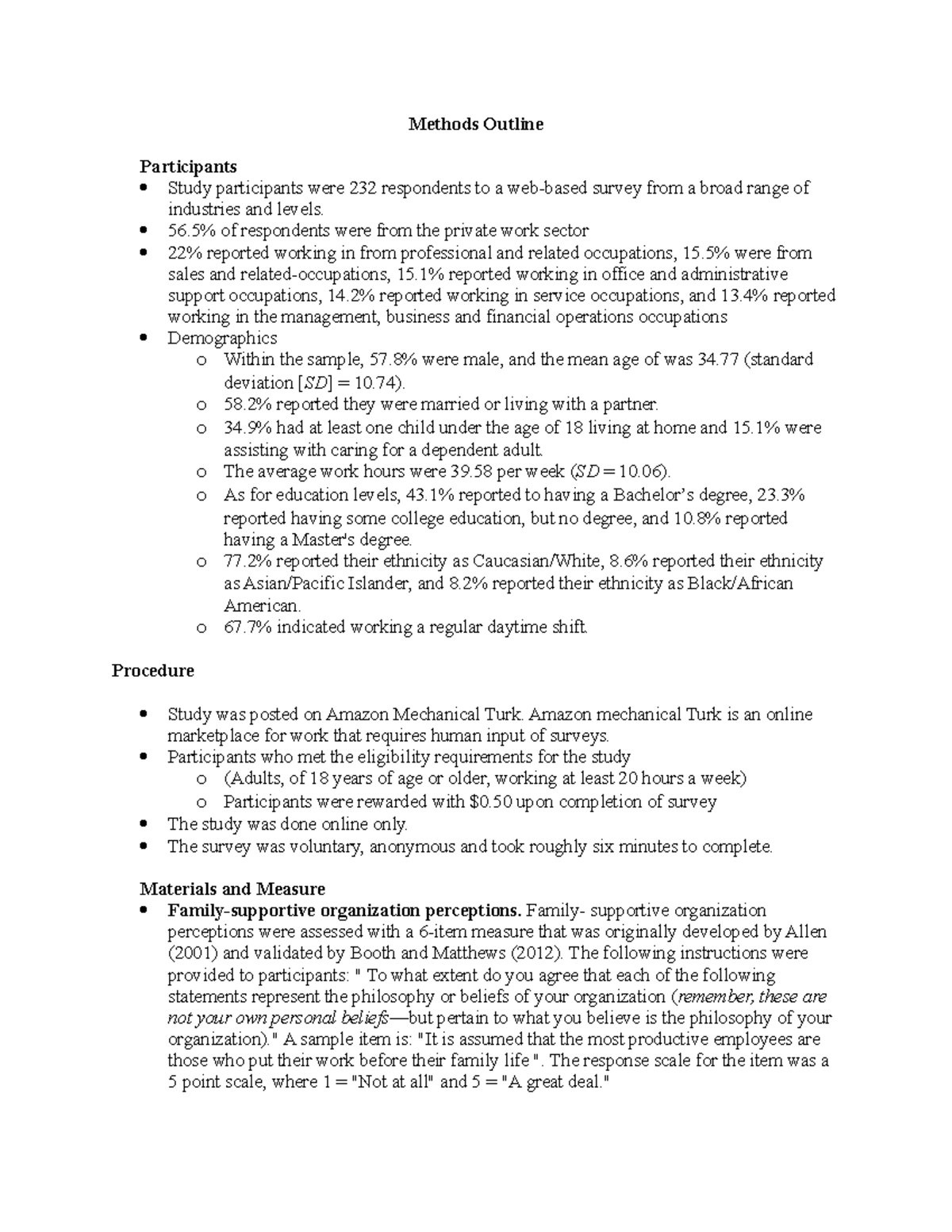 Method Outline - Methods Outline Participants Study participants were ...