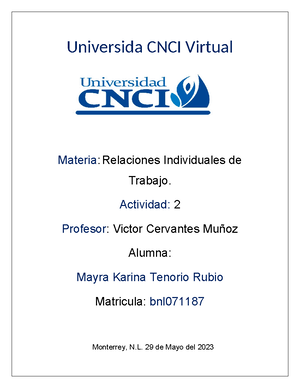 Proyecto Modular Relaciones individuales de trabajo - Introducción. PROYECTO MODULAR Materia ...