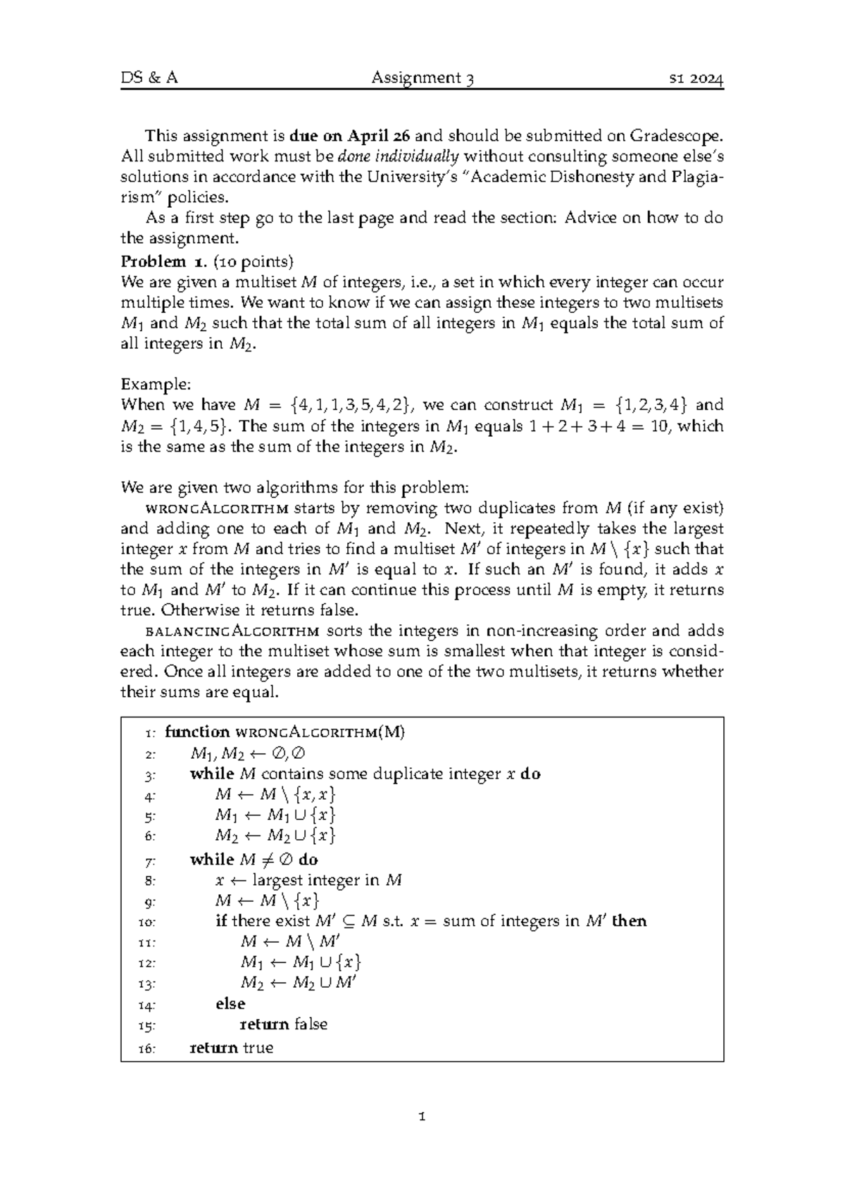 Assignment 3 - This assignment is due on April 26 and should be submitted on Gradescope. All ...