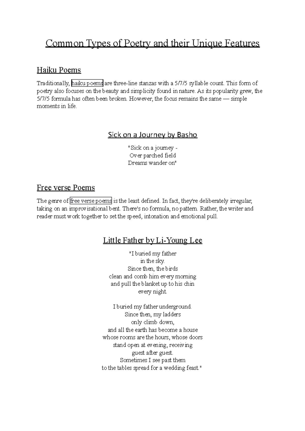 21st century literature - Common Types of Poetry and their Unique ...