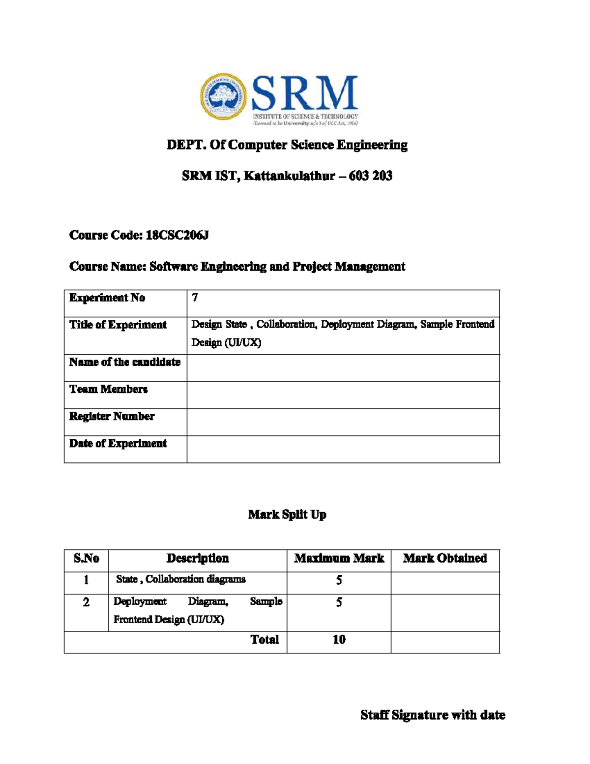 7 - SEPM EXPERIMENTS - Software Engineering And Project Management ...