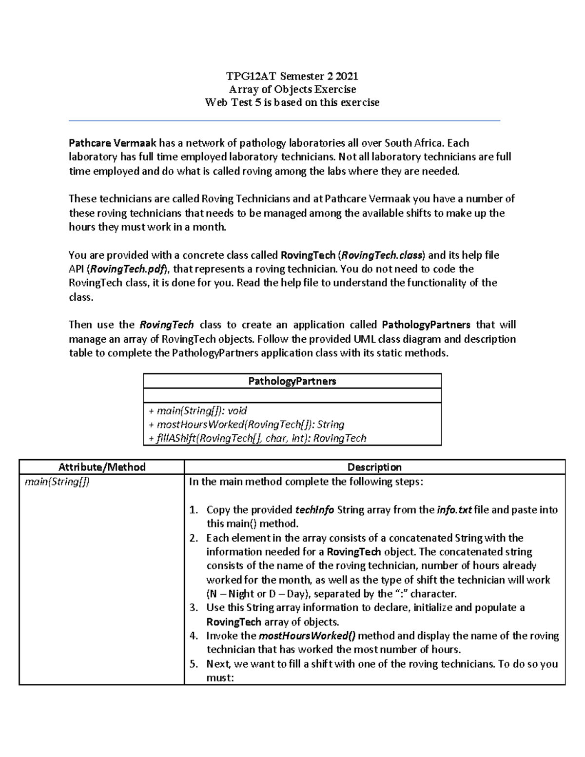 Array Of Objects Exercise Tpg12at Semester 2 2021 Array Of Objects Exercise Web Test 5 Is