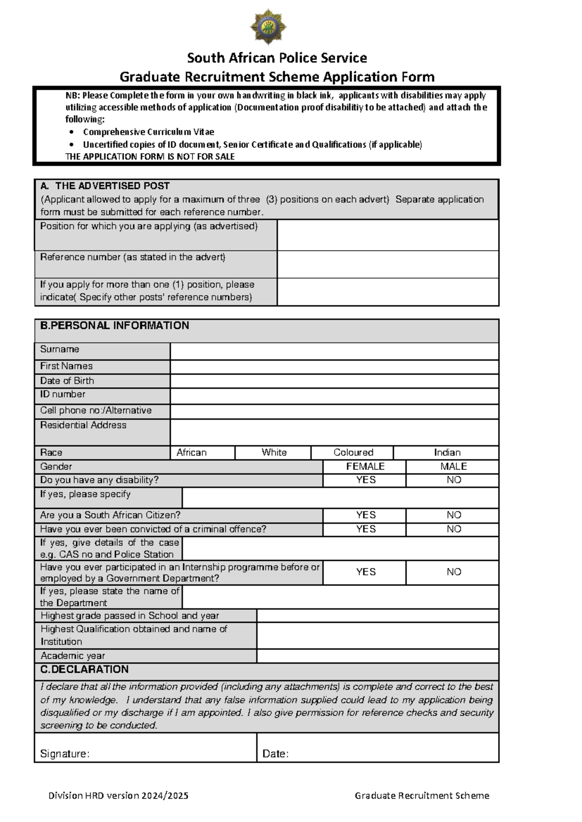 Internship-Application-form-2024-25 - South African Police Service ...