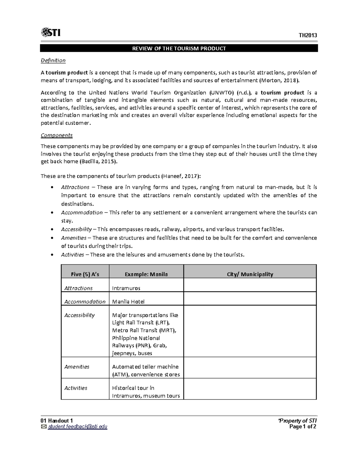 01 Handout 1 - Helpful - TH 01 Handout 1 *Property of STI student@sti ...