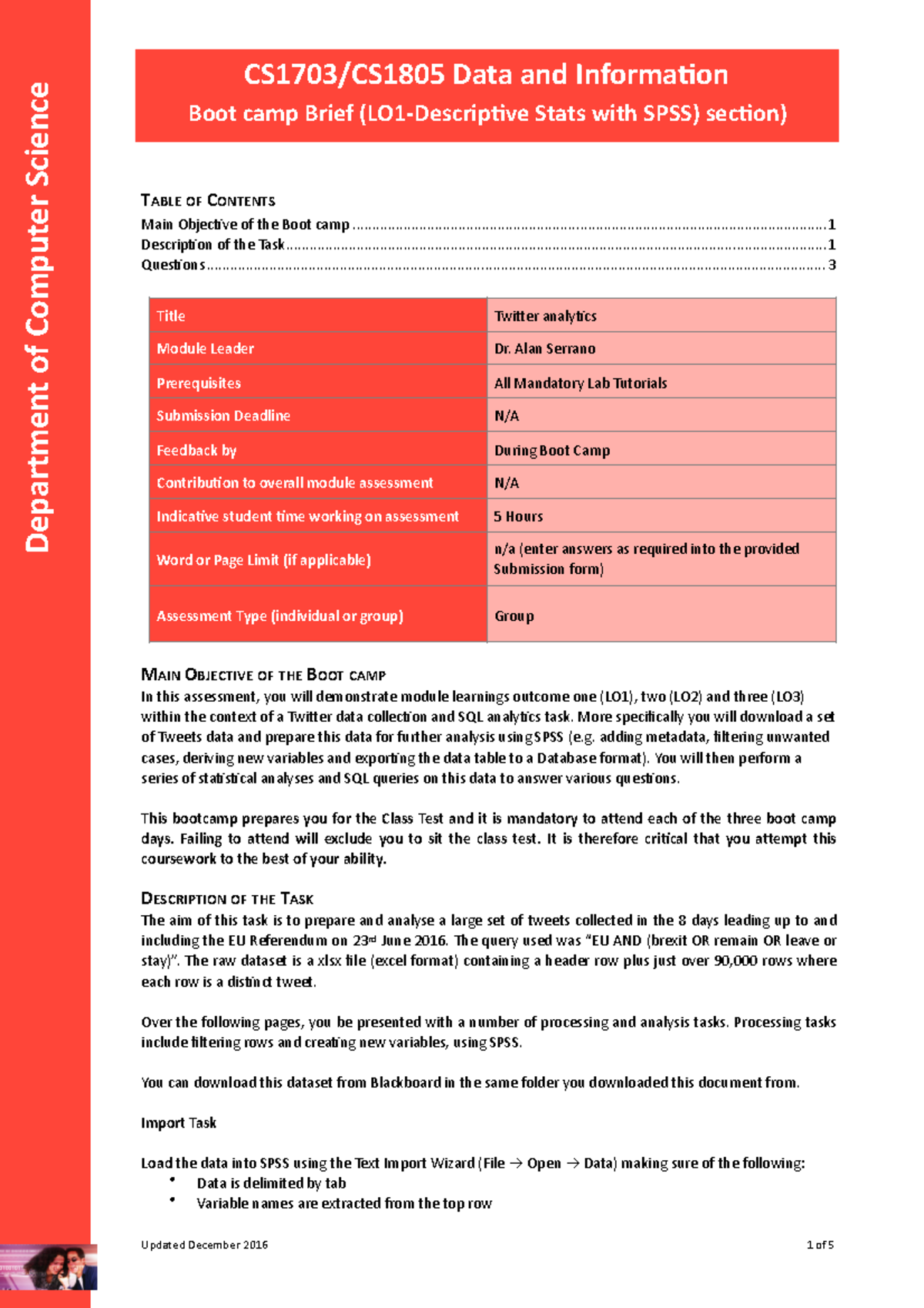 Exam 1 March 2020, questions - Department of Computer Science TABLE OF ...