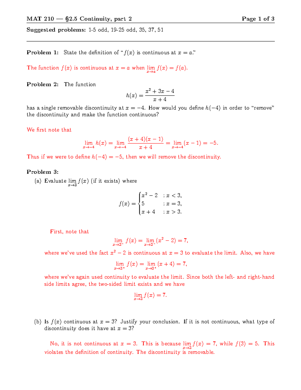 09-06 2.5 Continuity, part 2, Solutions - MAT 210 — §2 Continuity, part ...