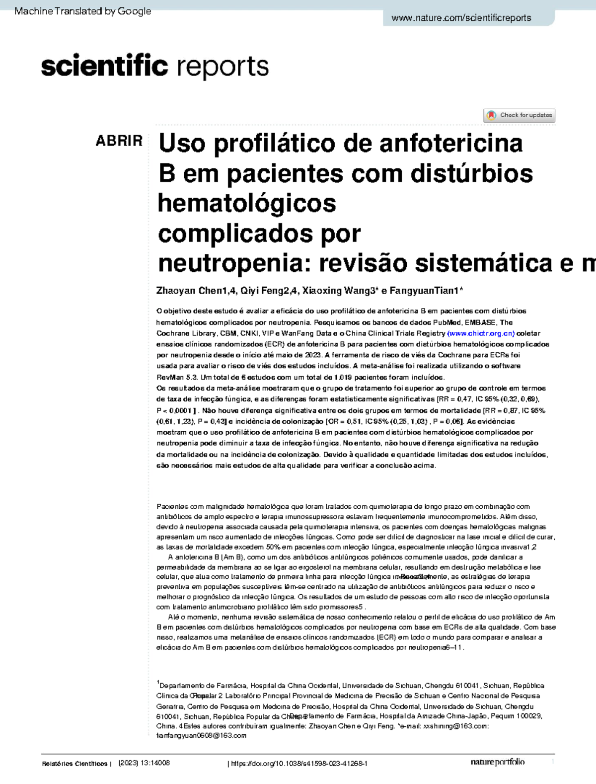 6-Uso profilático de anfotericina B em pacientes com distúrbios ...