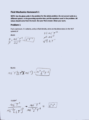 Spring 23 fluids hw 2 solution - Fluid Mechanics Homework 2 NOTE: Use ...