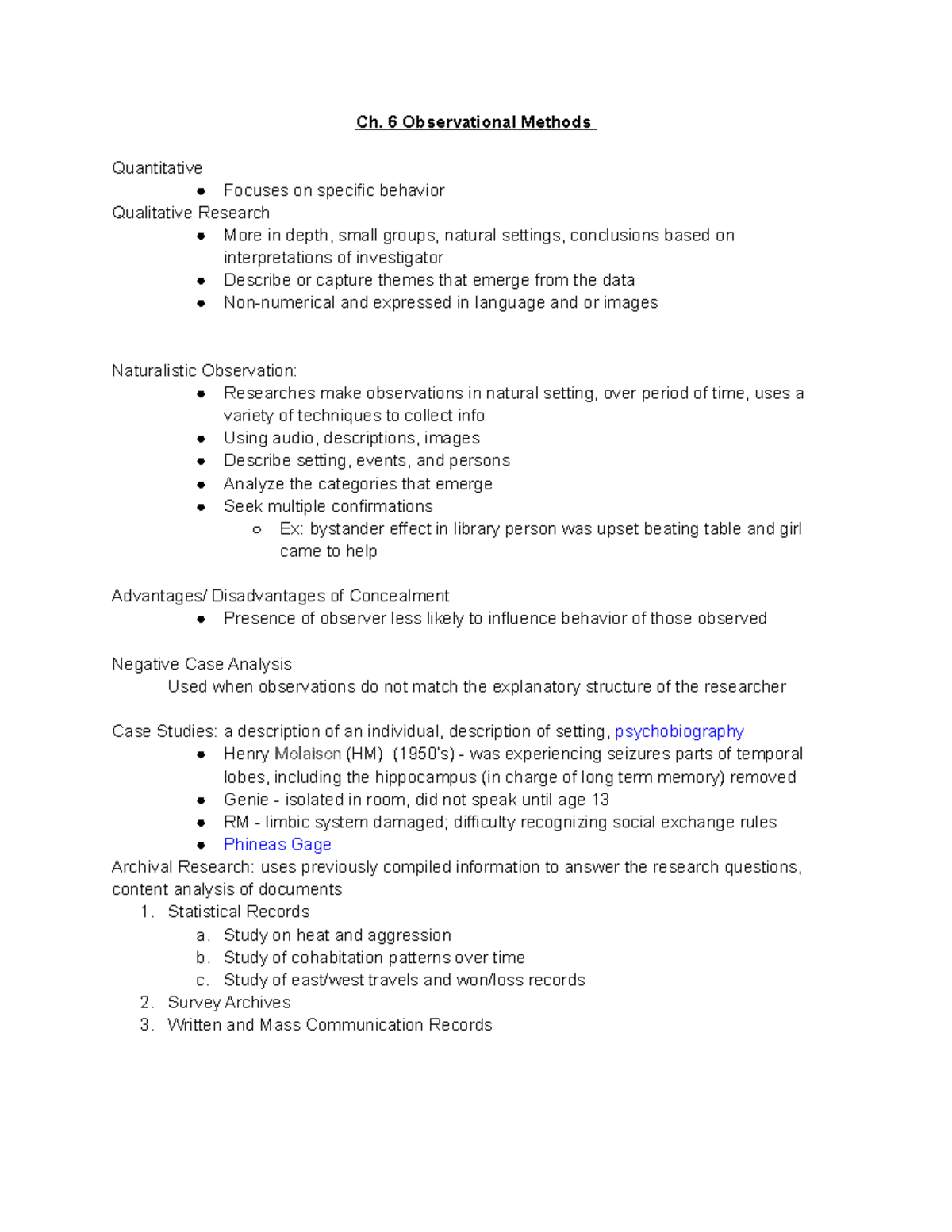 PSYC 335 - Ch. 6 Observational Methods - Ch. 6 Observational Methods Quantitative Focuses on ...