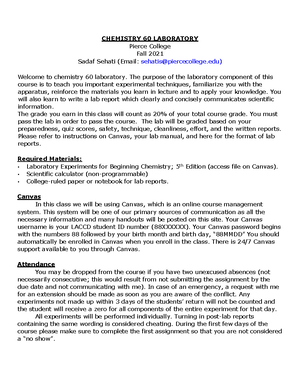 Chemistry Lab Assignment 6 - Pre-lab: 1. Purpose: The experiment’s goal ...