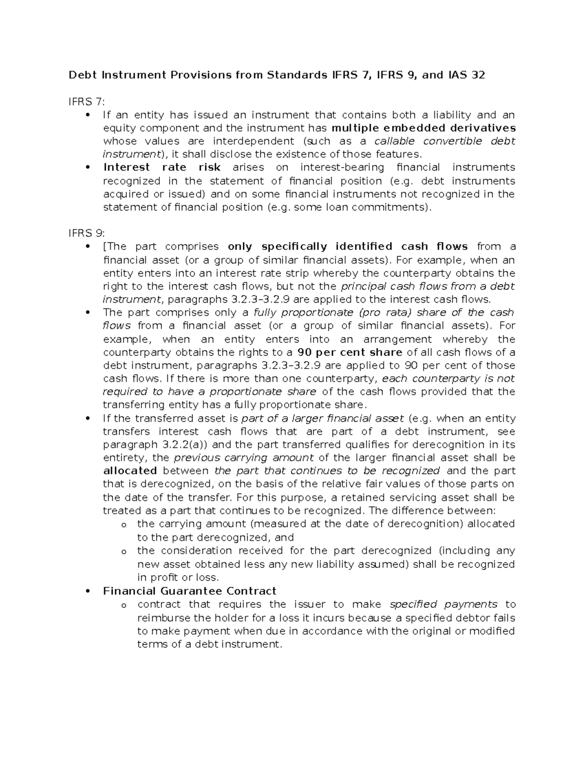 Debt Instrument Standards - Debt Instrument Provisions from Standards ...