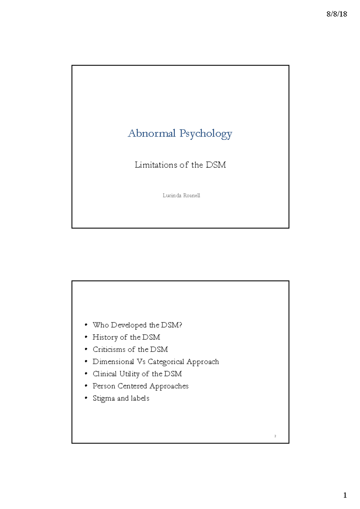 Week 2(a) - Limitations of DSM-5(2) - Abnormal Psychology Limitations ...