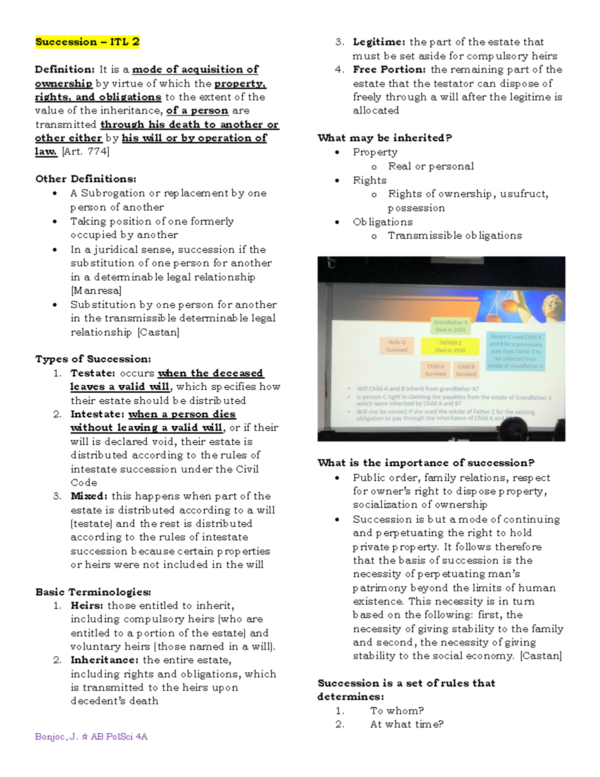 Succession ITL 2 Notes - Succession – ITL 2 Definition: It is a mode of ...