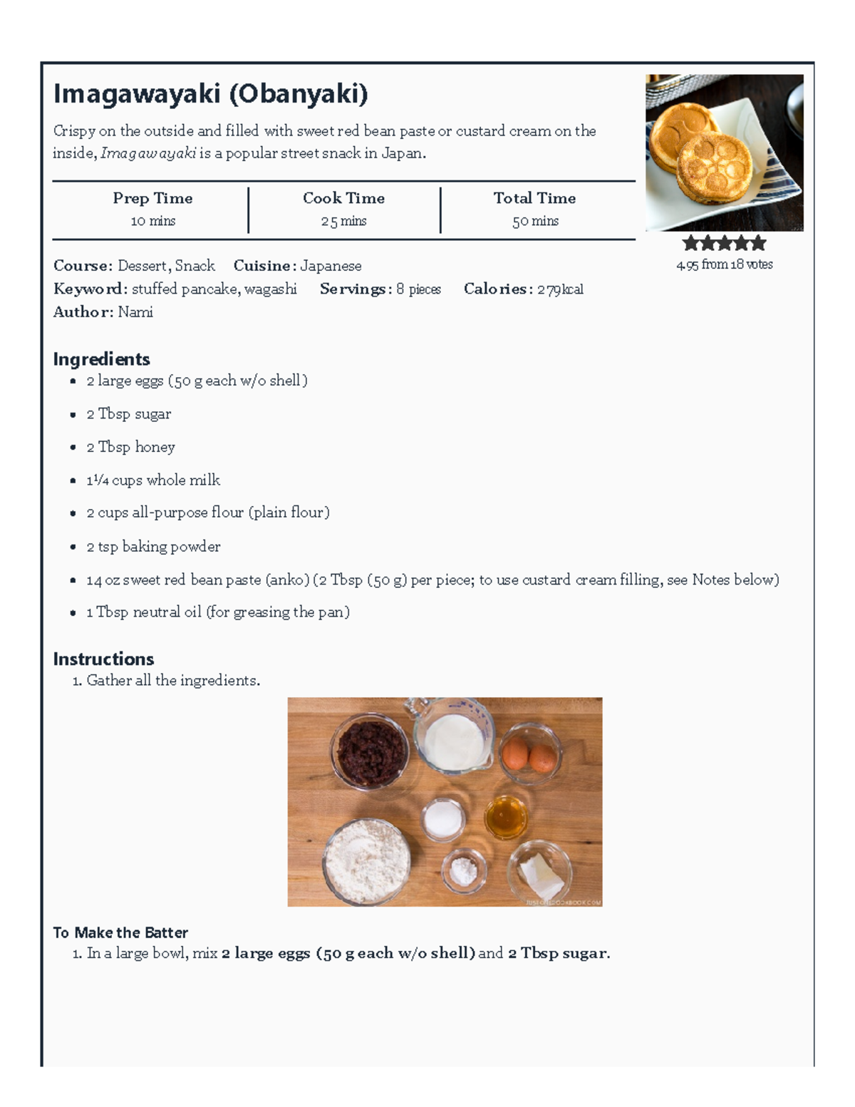 Imagawayaki (Obanyaki) - Just One Cookbook - Imagawayaki (Obanyaki ...