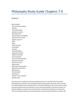 Philosophy Study Guide Chapters 10-12 - Philosophy Study Guide Chapters ...