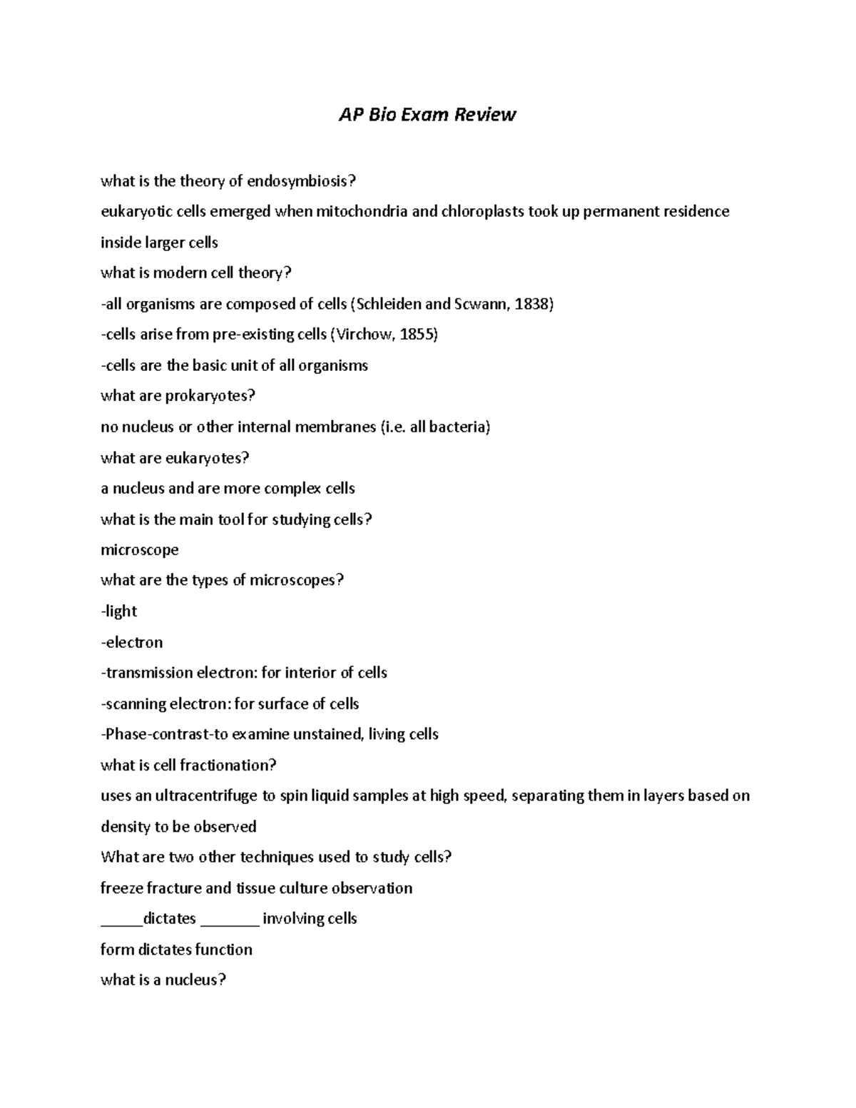 AP Biology Exam Review - AP Bio Exam Review what is the theory of ...