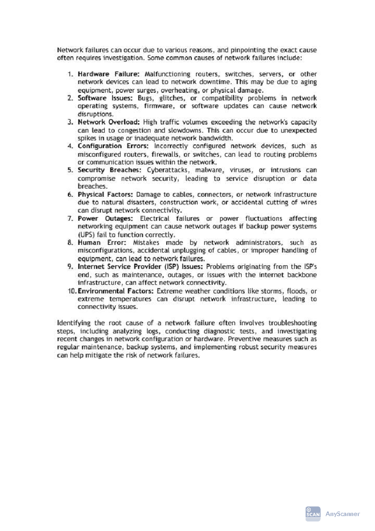 Network failures can occur due to various reasons - Some common causes of network failures ...