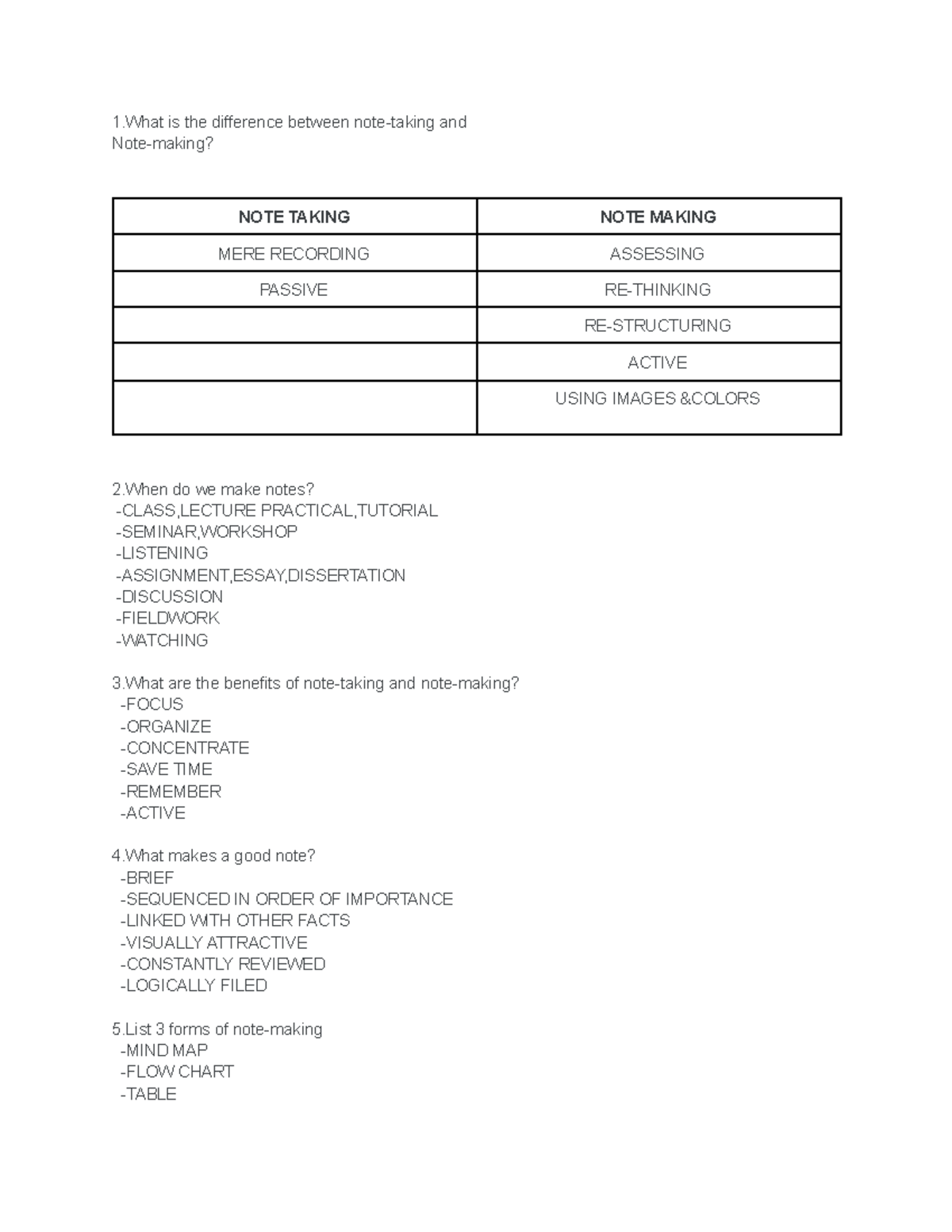 NOTE Taking & NOTE Making Skills - 1 is the difference between note-taking and Note-making? NOTE ...