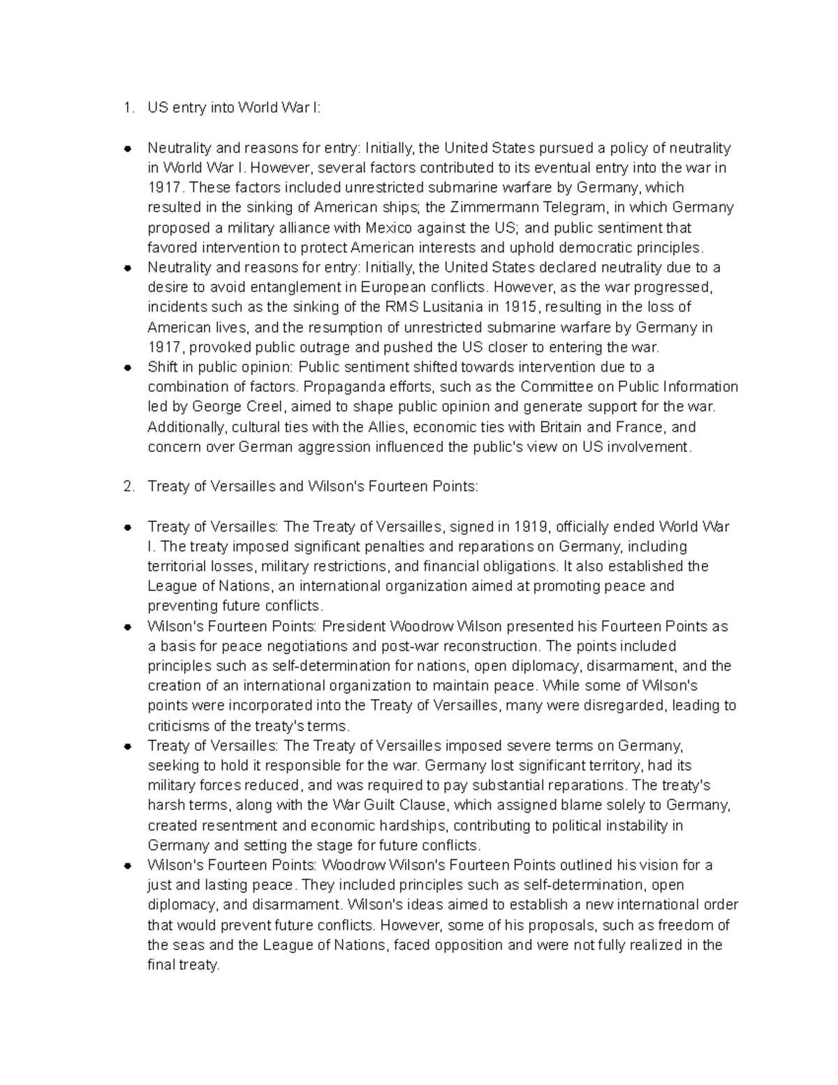 Unit 8 Apush - US entry into World War I: Neutrality and reasons for ...