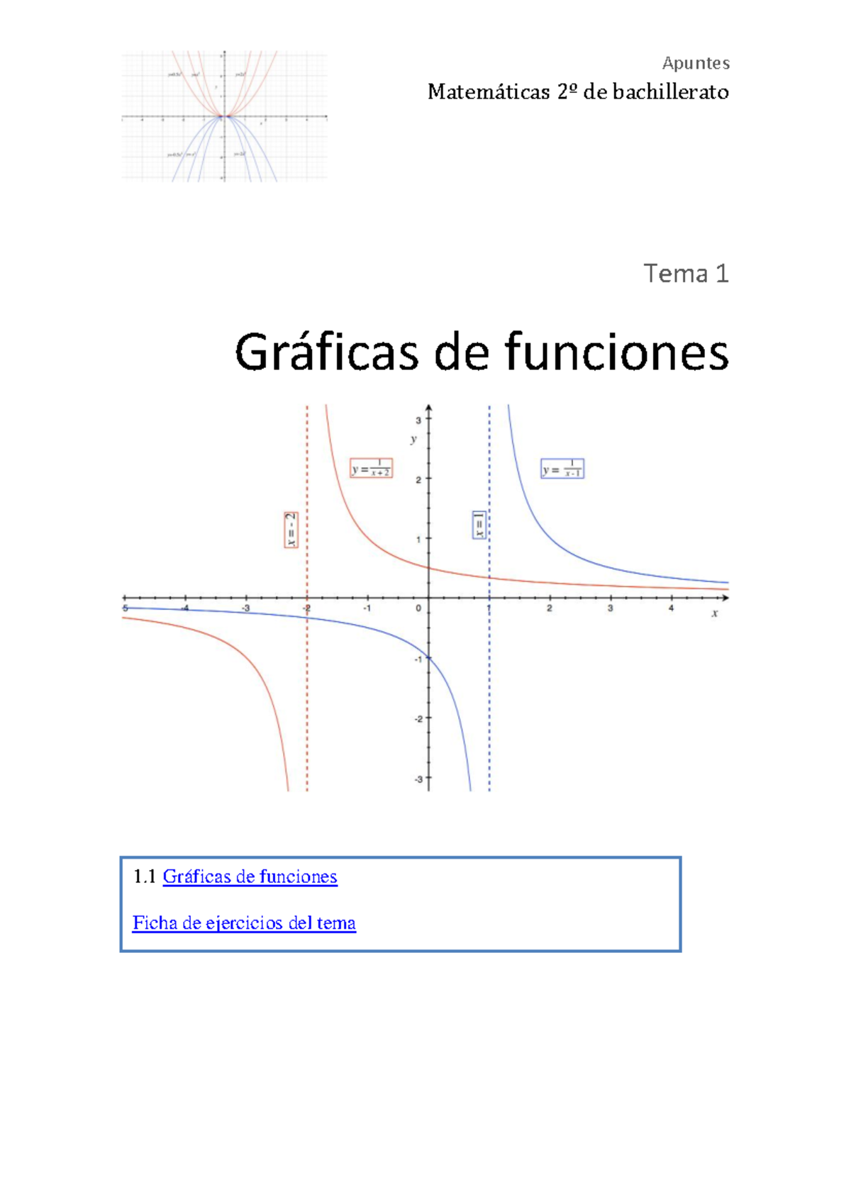 Tema 1 Gráfica de funciones - Apuntes Matem·ticas 2∫ de bachillerato ...