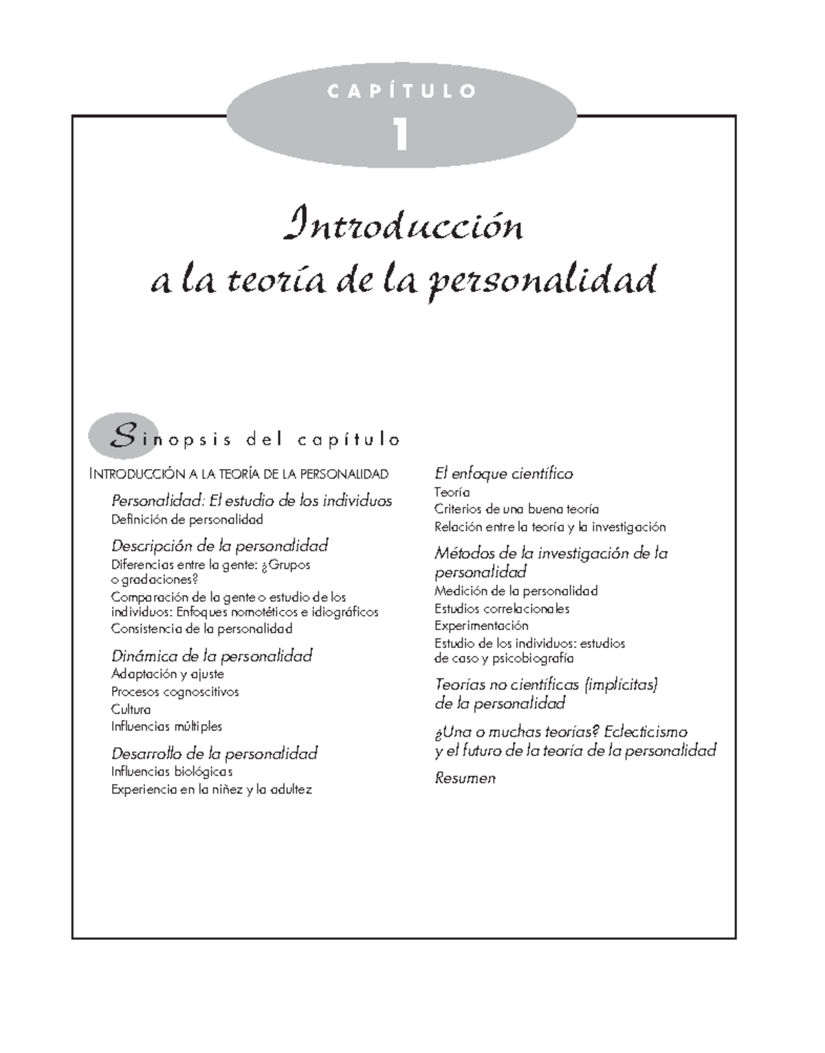 Cloninger cap 1 - C Introducción a la teoría de la personalidad ...