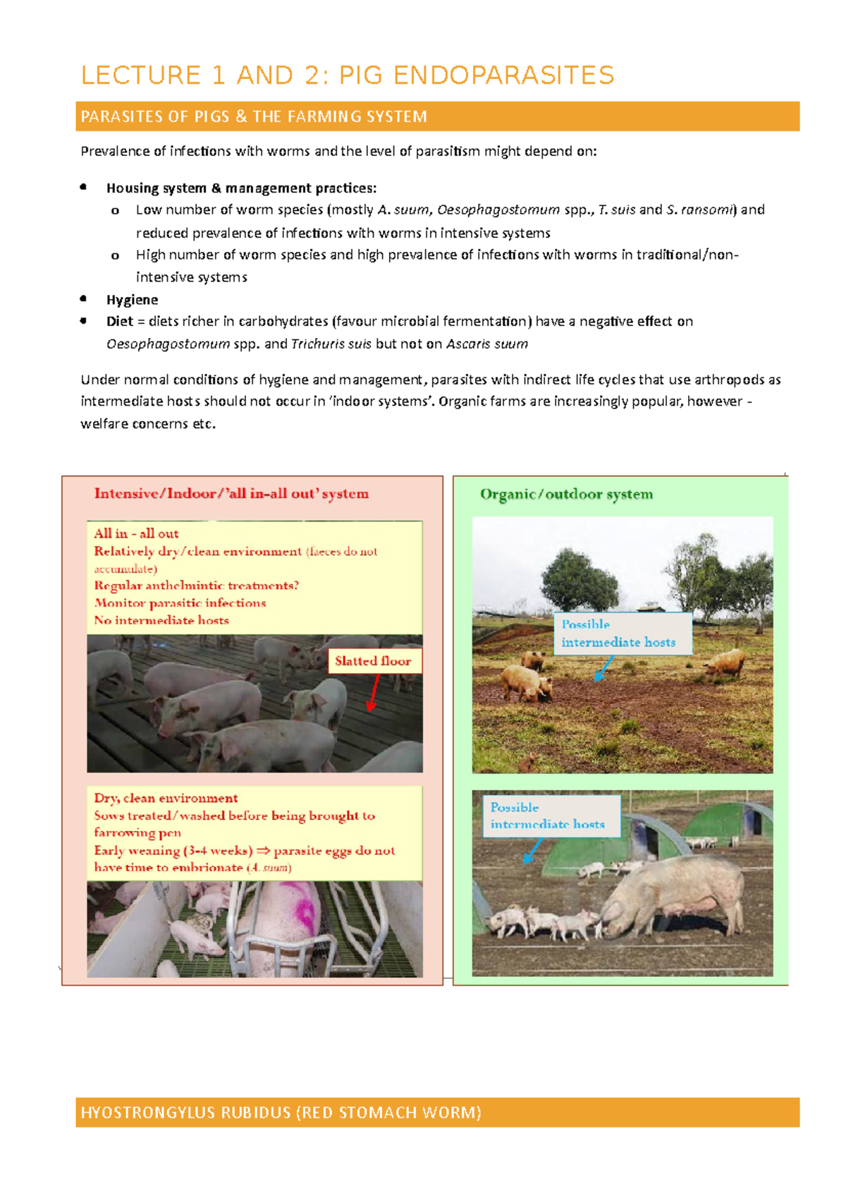 Parasitology Notes - Dr Con Constatinoiu - LECTURE 1 AND 2: PIG ...