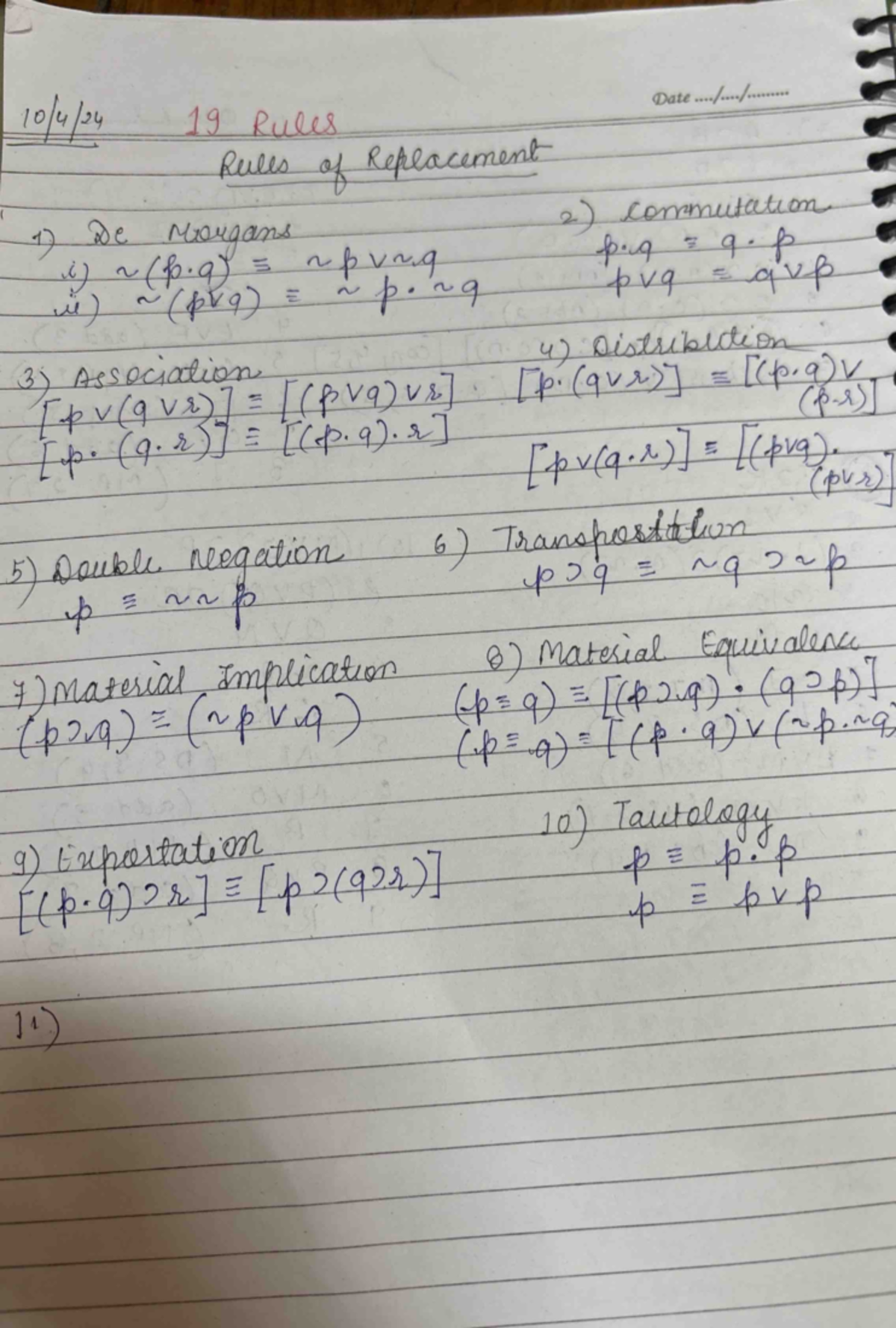 Logic rules of replacement