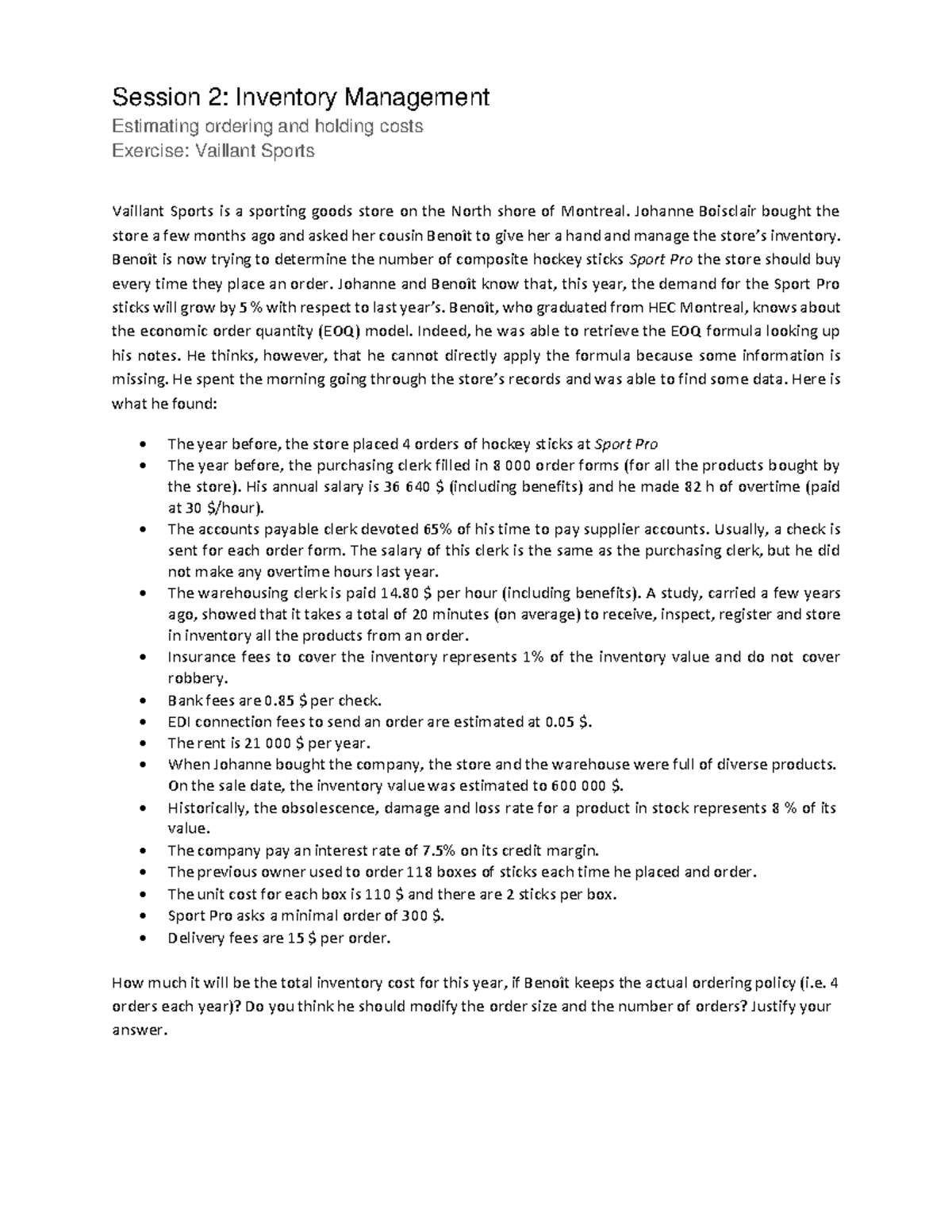 Inventory management-Context - Session 2: Inventory Management ...