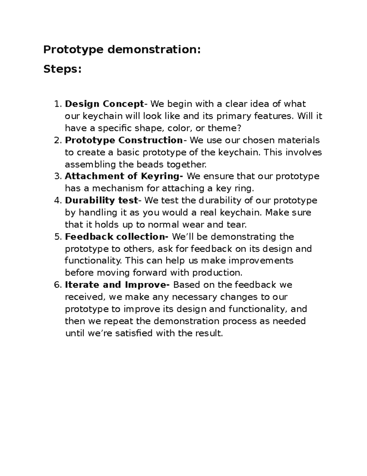 Prototype-Demostration - Prototype demonstration: Steps: Design Concept ...