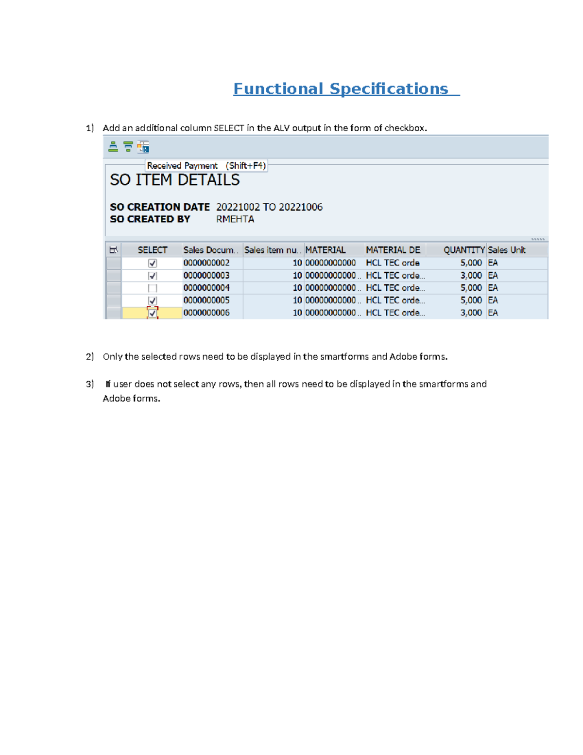 20 Functional Specifications Sales Order Report CR1 - Masters Of ...