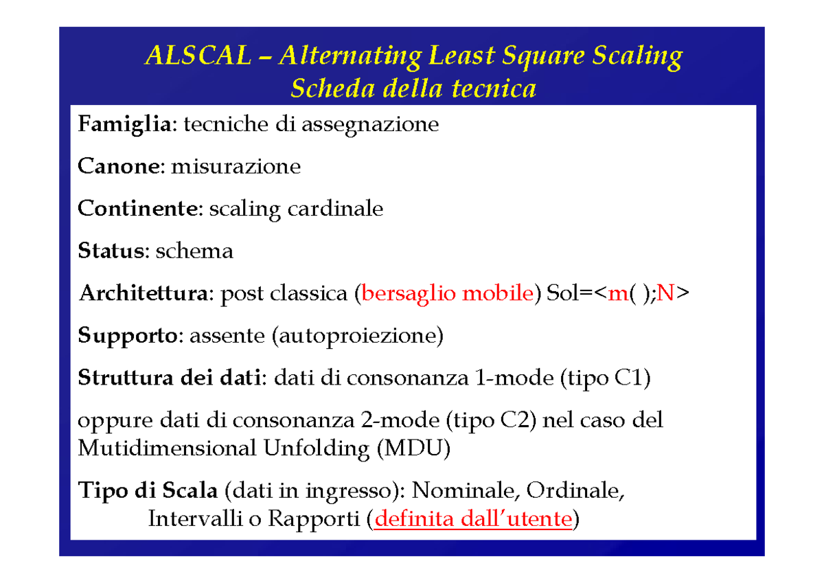 Analisi dei dati Barbara Loera - ALSCAL ALSCAL ...