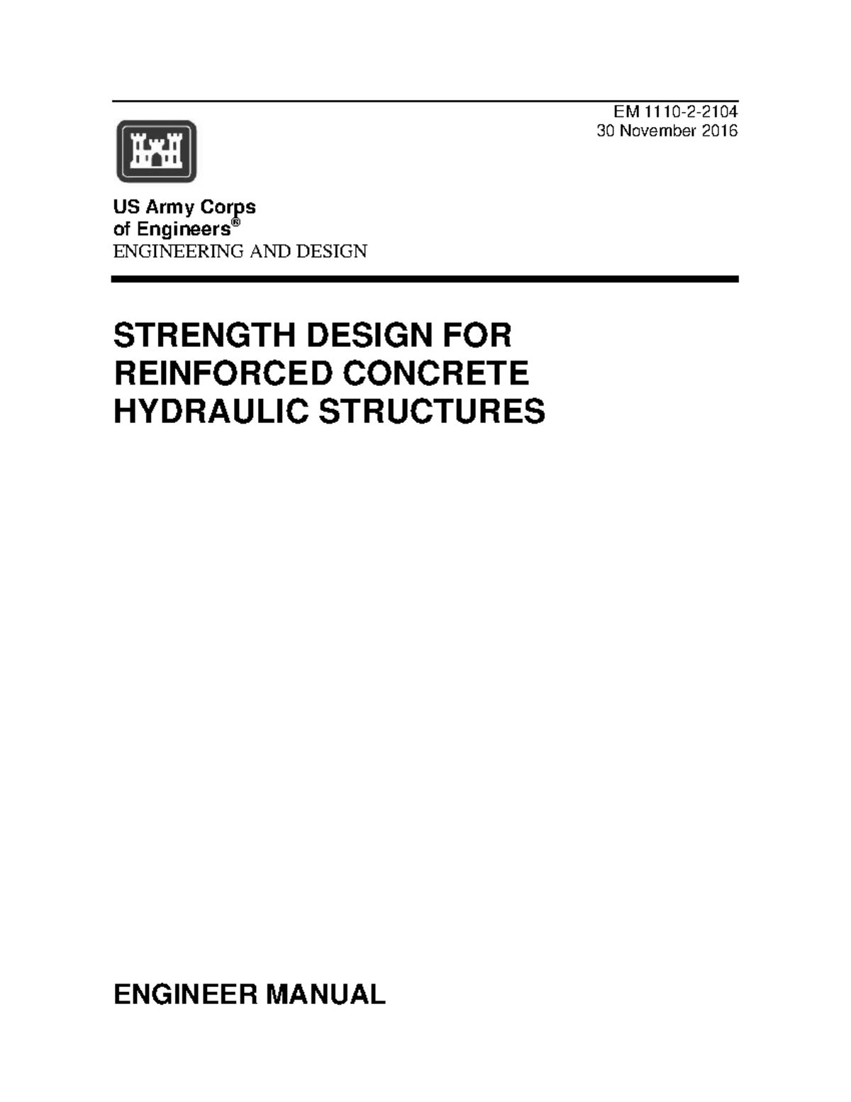 EM 1110-2-2104 - STRENGTH DESIGN FOR REINFORCED CONCRETE HYDRAULIC ...