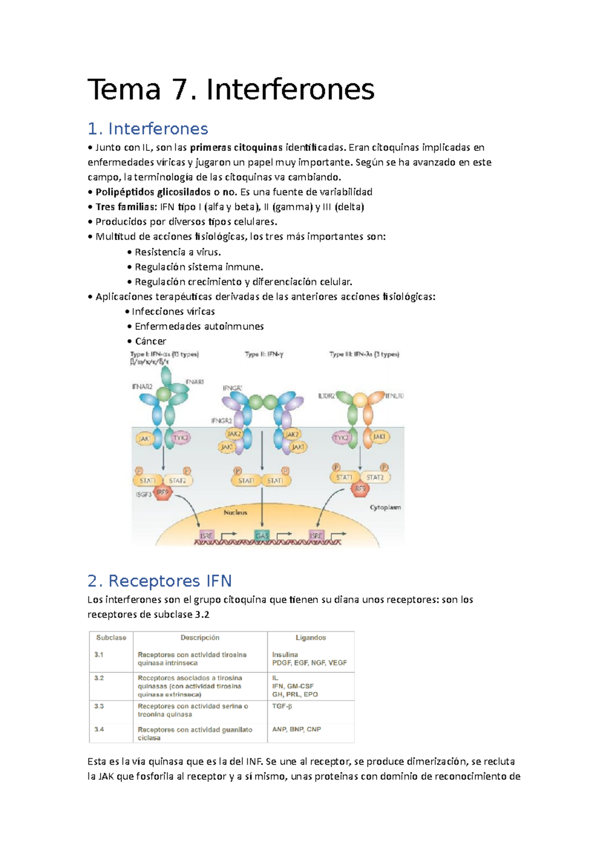 Tema 7. Interferones - apuntes - Tema 7. Interferones 1. Interferones ...