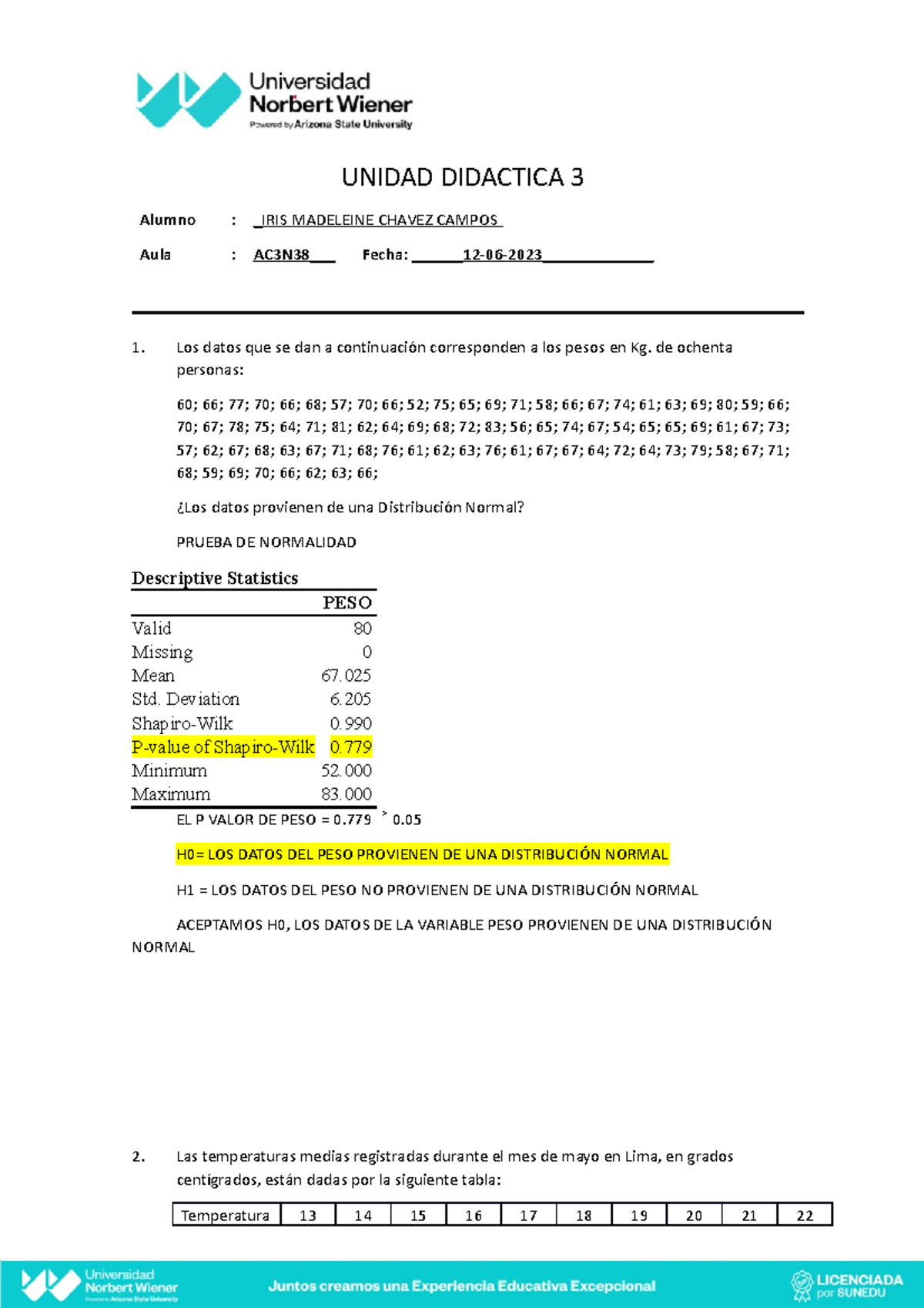 Unidad Didactica 3 Tarea Resuelta - UNIDAD DIDACTICA 3 Alumno : _IRIS MADELEINE CHAVEZ CAMPOS ...
