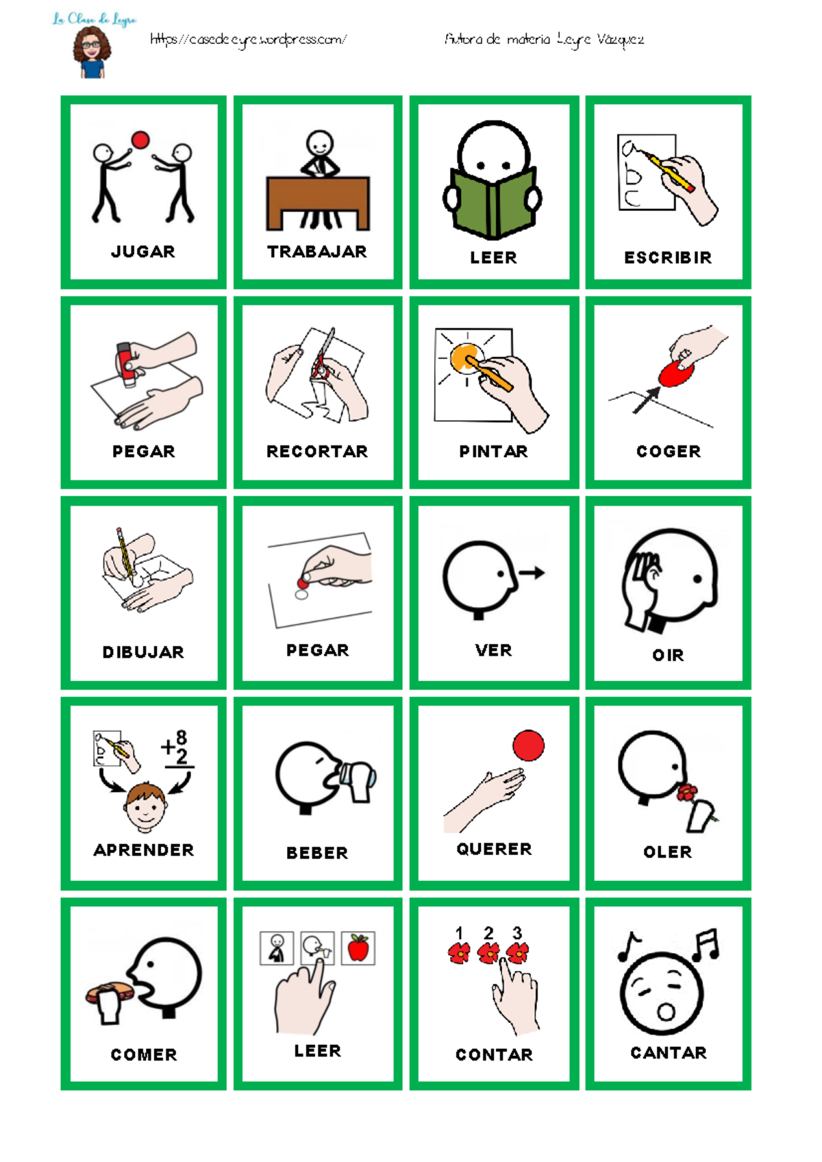 04 Cuaderno de comunicacion Verbos Acciones - JUGAR TRABAJAR LEER ...