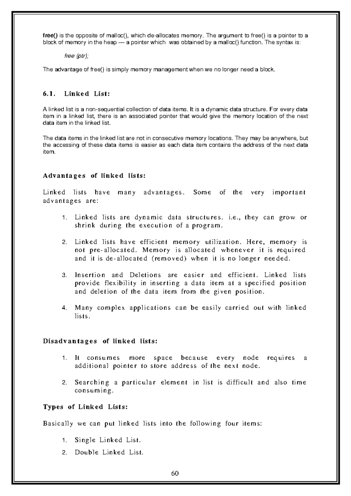Unit3 linked list pdf - Lecture notes 2 - free() is the opposite of ...