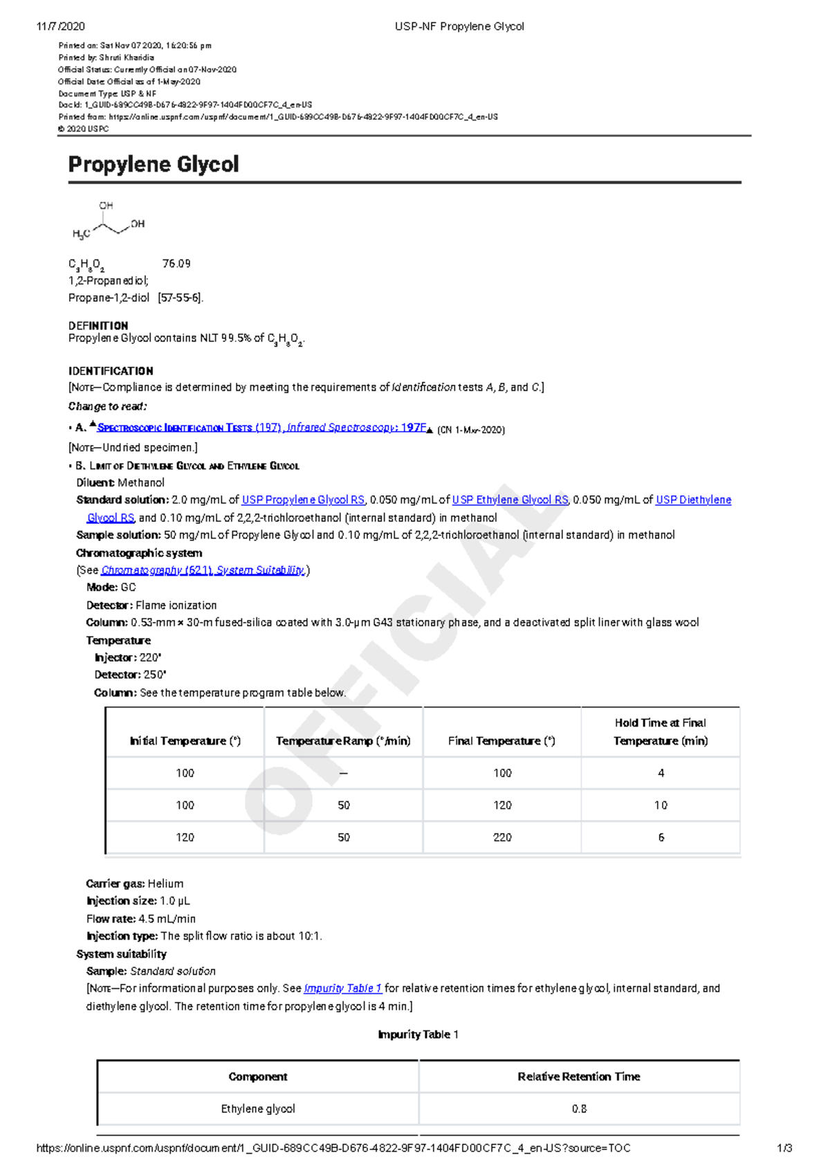 USP-NF Propylene Glycol - Control De Calidad De Productos Farmacéuticos ...
