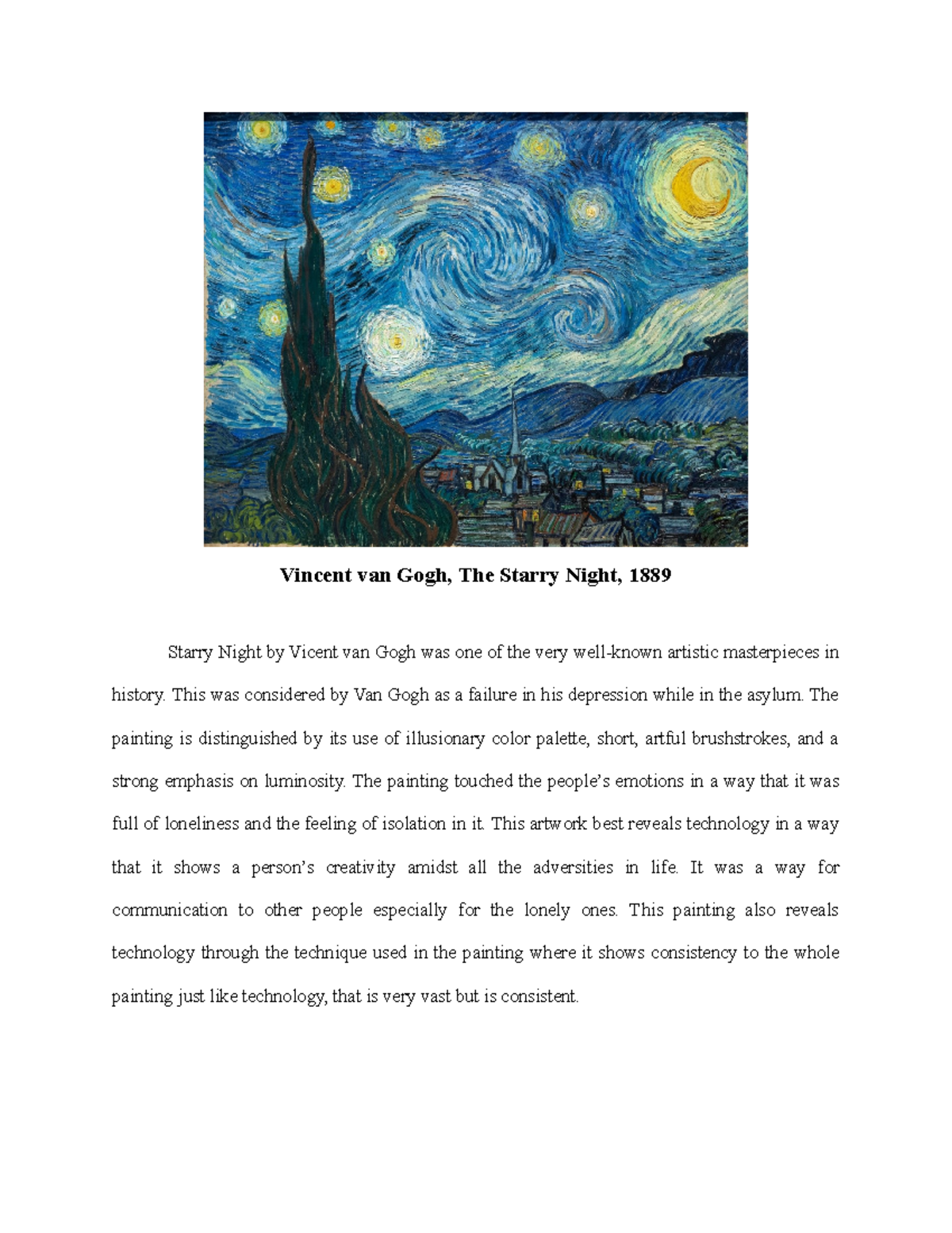 Arts Reflect - Vincent van Gogh, The Starry Night, 1889 Starry Night by ...