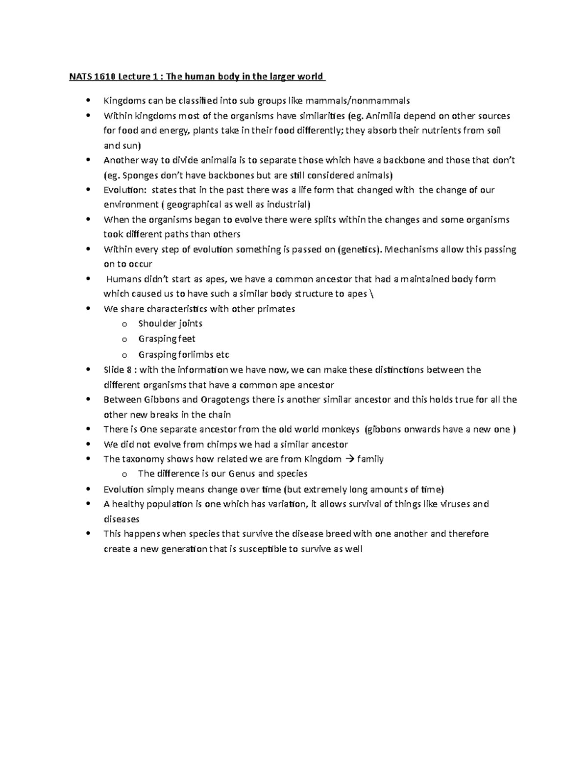 Lecture notes, The Living Body, Lecture 1 - Prof. Motti Anafi - NATS ...