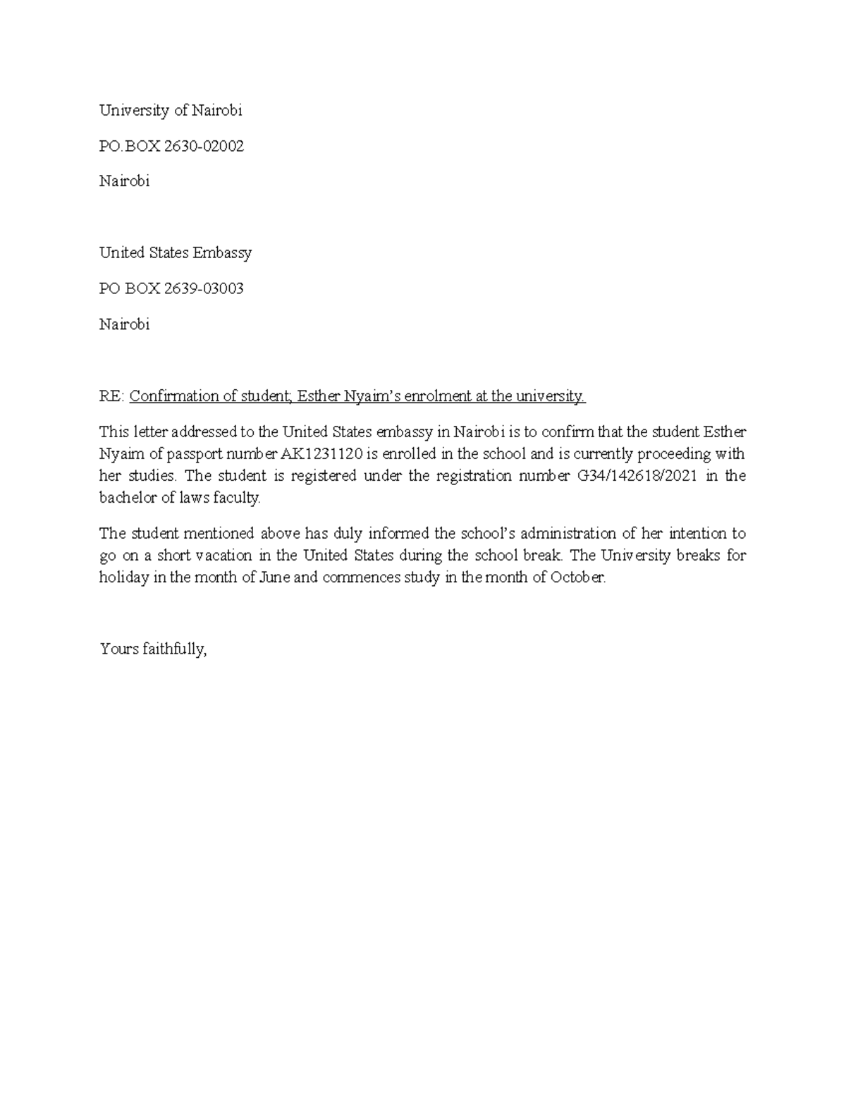 University of THIKA - University of Nairobi PO 2630- Nairobi United ...