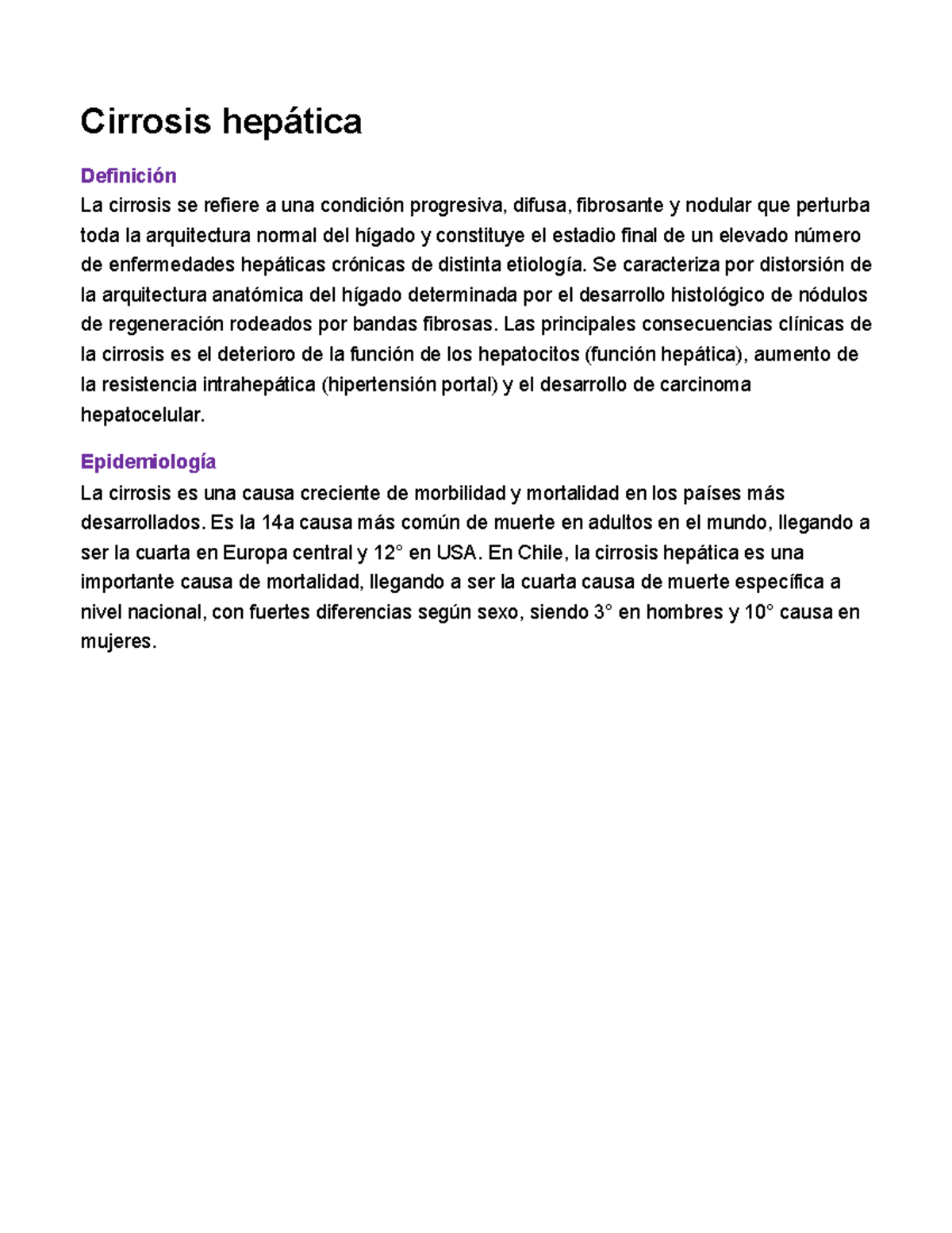 Cirrosis hepática - Cirrosis hepática Definición La cirrosis se refiere a una condición ...